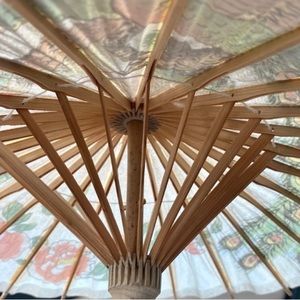 Vintage | Accents | Vintage Parasol Unmbrella Bamboo Asian Waxed Paper ...